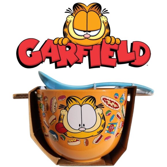 Nickelodeon | Dining | New Garfield Ceramic Ramen Bowl With Chopsticks ...